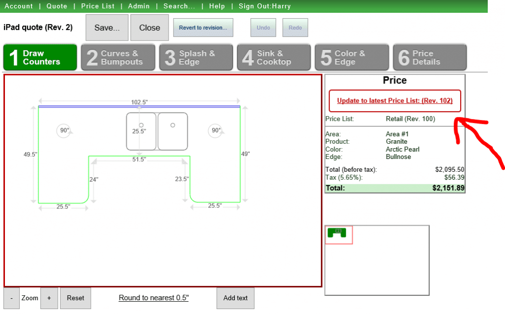 CounterGo on a small monitor and tablets - Moraware