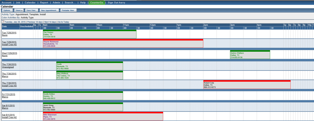 Daily calendar view on wide screens - Moraware