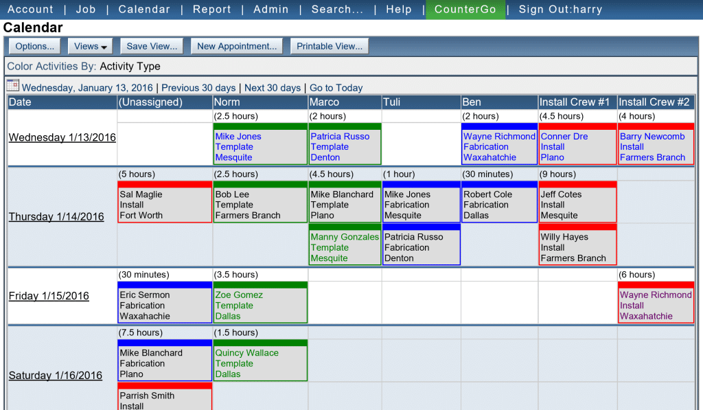 Customizing calendar views - Moraware