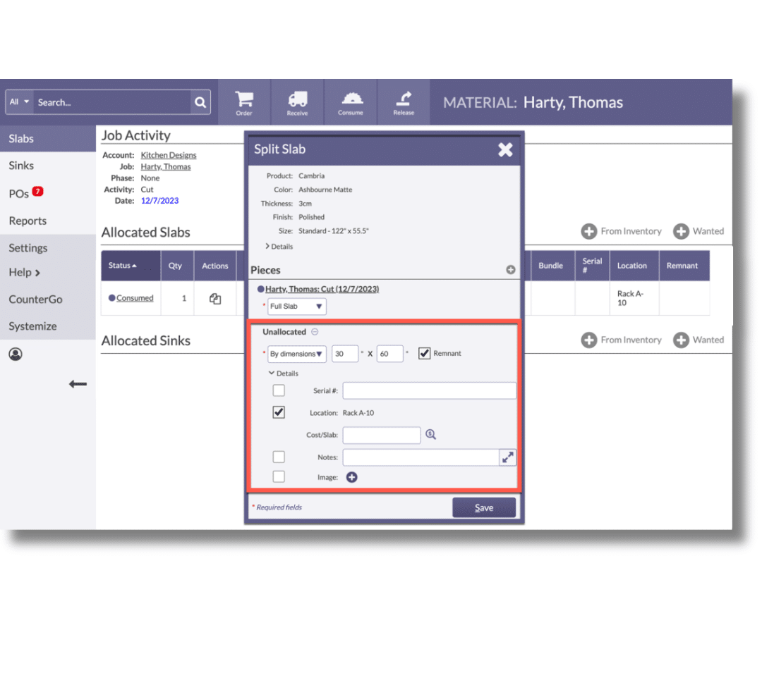 Inventory - Slab Ordering and Tracking - Moraware